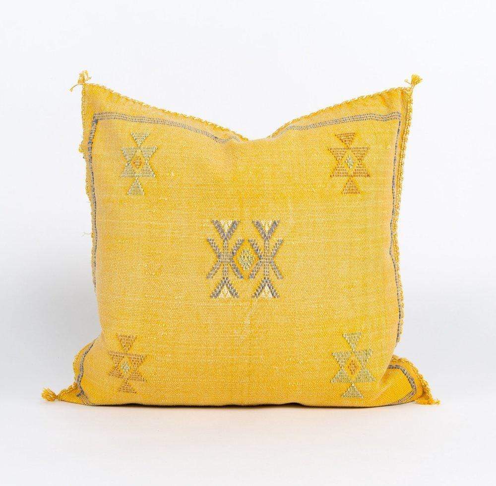 JADE | Yellow Moroccan Silk Patterned Throw Pillow